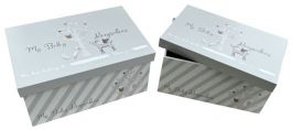MDF Silver Baby Keepsake Boxes with Animal Prints, Set of 2, 33x23x15cm ...